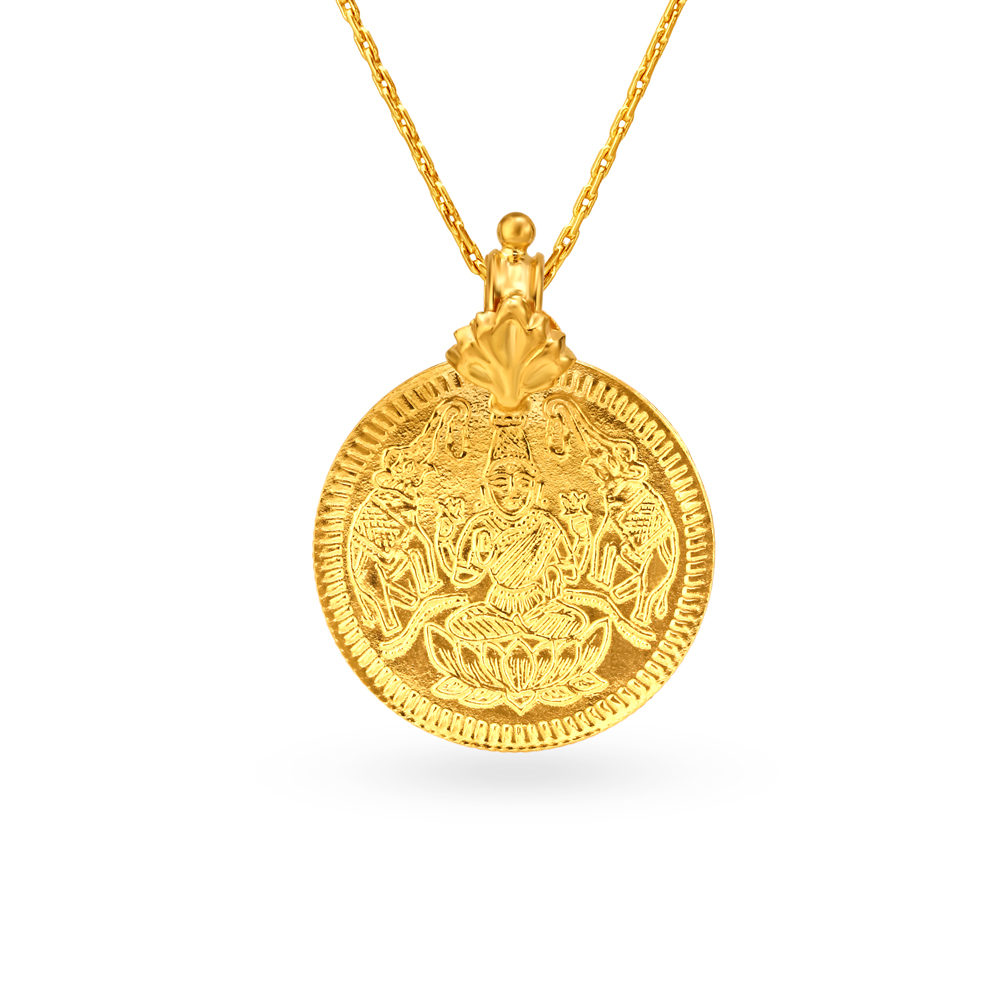 Buy Traditional Gold Lakshmi Kasu Pendant at Best Price | Tanishq ...