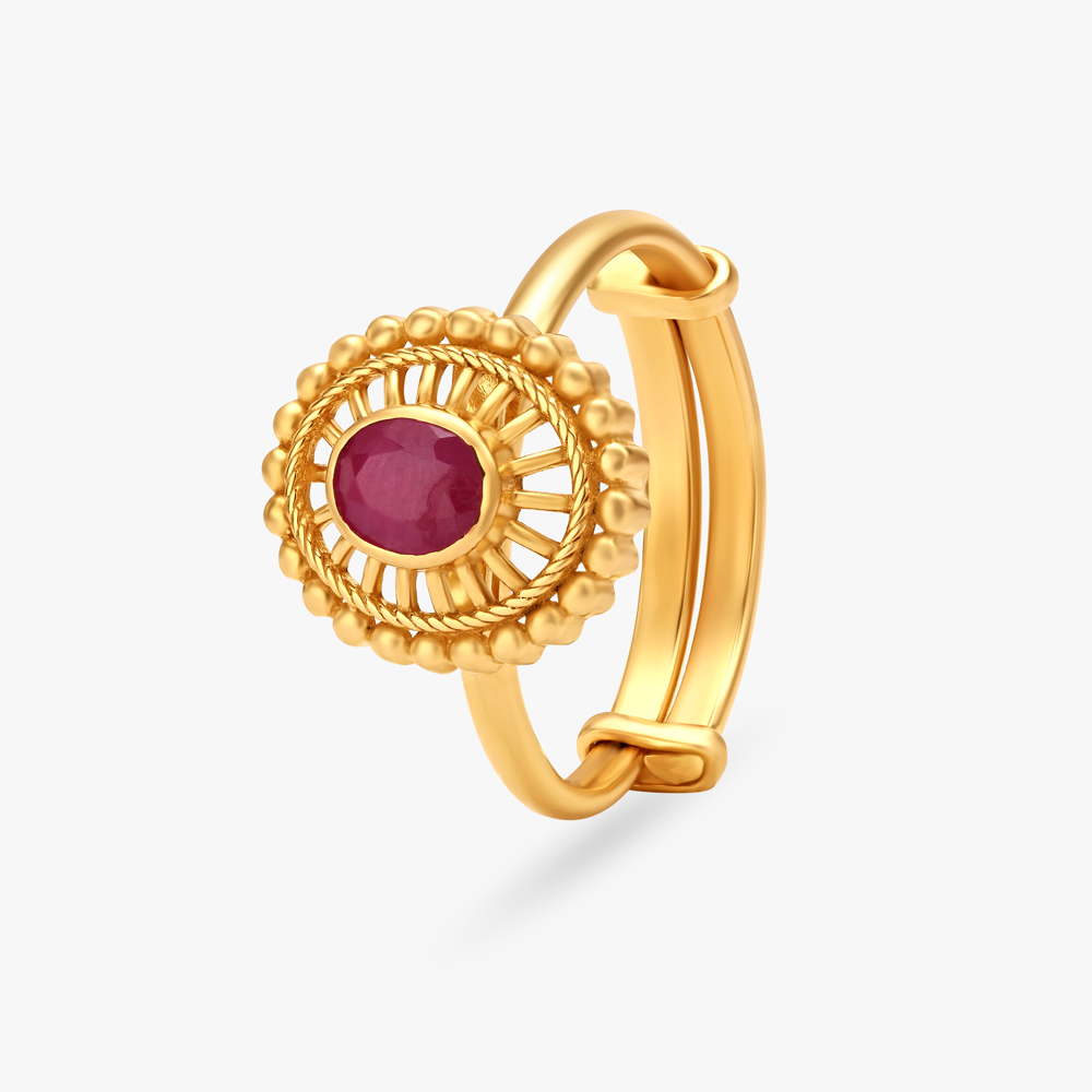 Buy Traditional Floral Ruby Ring at Best Price | Tanishq Singapore ...