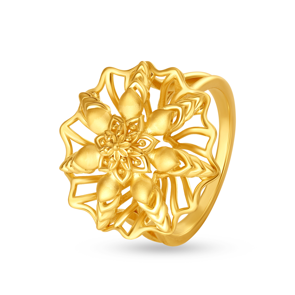 Buy Palatial 22 Karat Yellow Gold Floral Statement Ring at Best Price ...