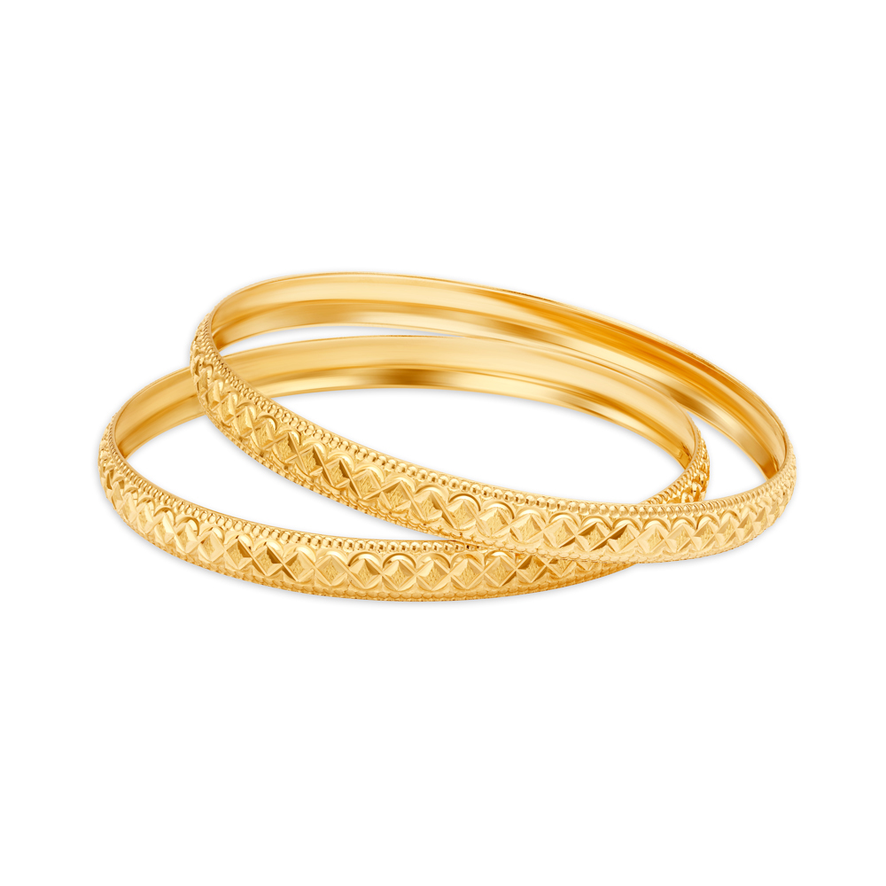 Buy Charming Yellow Gold Square Embossed Bangles at Best Price | Tanishq Singapore Online Store
