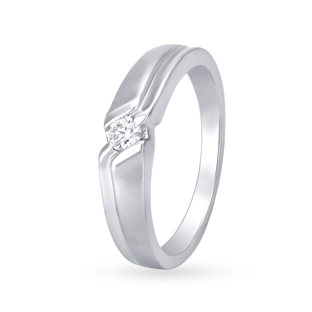 Buy Glimmering 950 Pure Platinum And Diamond Ridged Ring at Best Price ...
