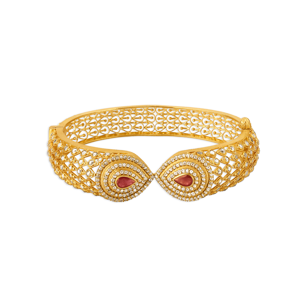 Buy Splendid Ruby Studded Gold Bangle at Best Price | Tanishq Singapore Online Store
