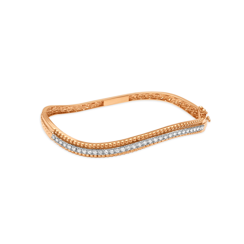 Buy Radiant Wave Diamond Bangle in White and Rose Gold at Best Price | Tanishq Singapore Online ...