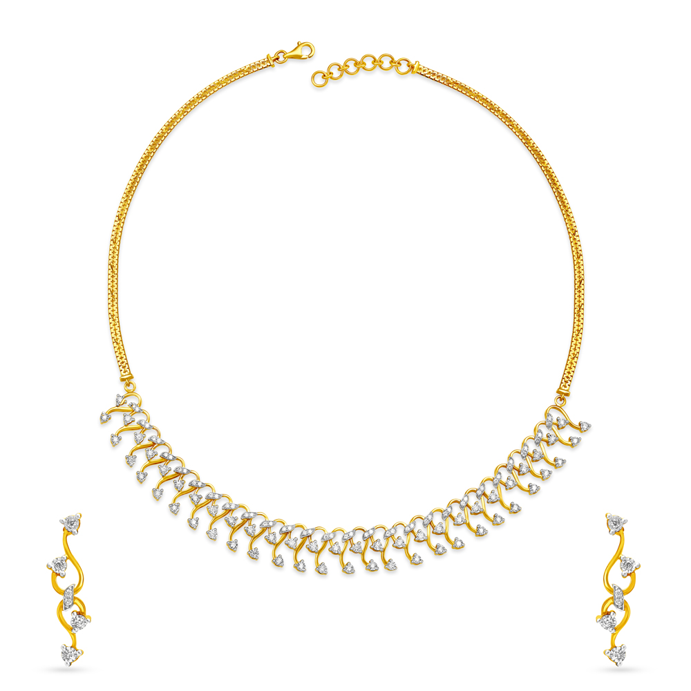 Buy Artistic Design Diamond Necklace Set at Best Price | Tanishq ...